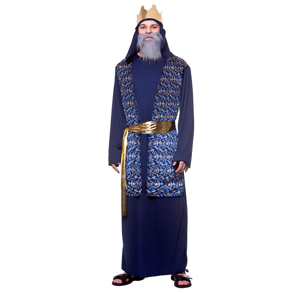 Adult Wise Man Caspar Costume - Blue King Robe & Crown