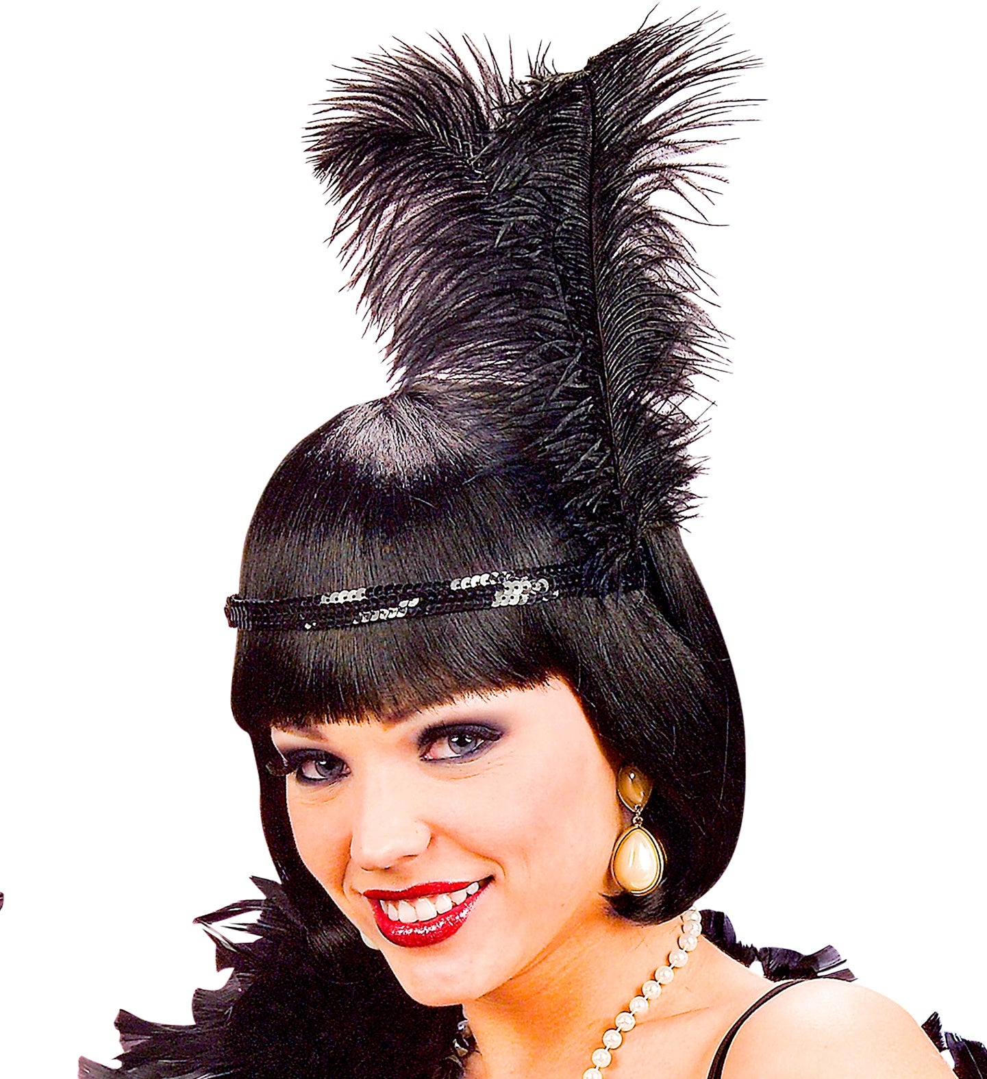 Black Sequin Flapper Headpiece