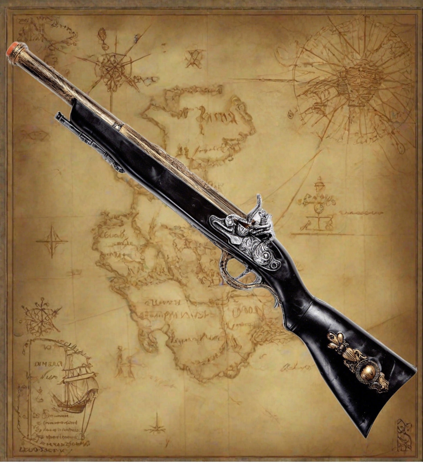 Deluxe Long Pirate Rifle Gun Costume Accessory