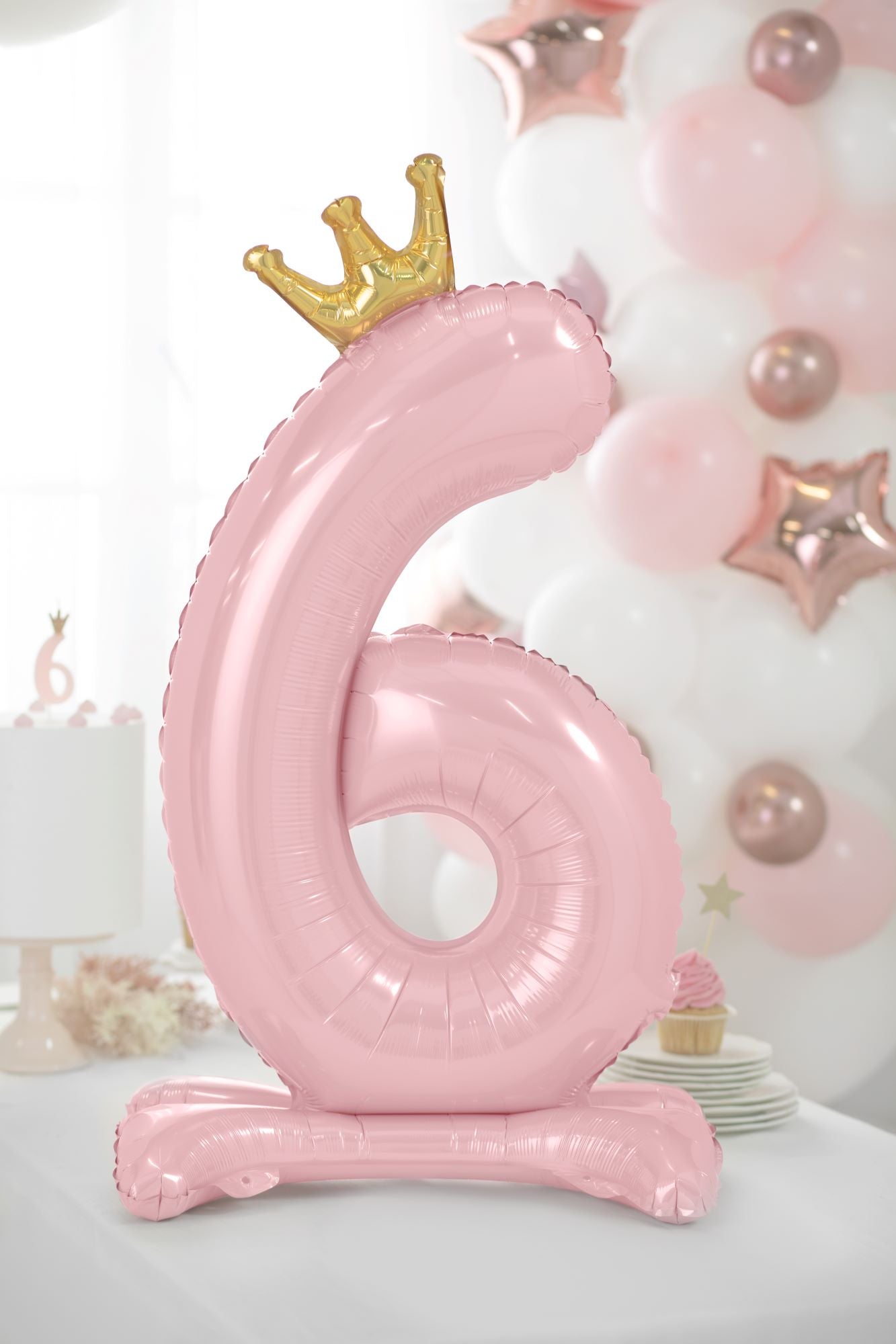 Standing Number 6 Balloon Pink