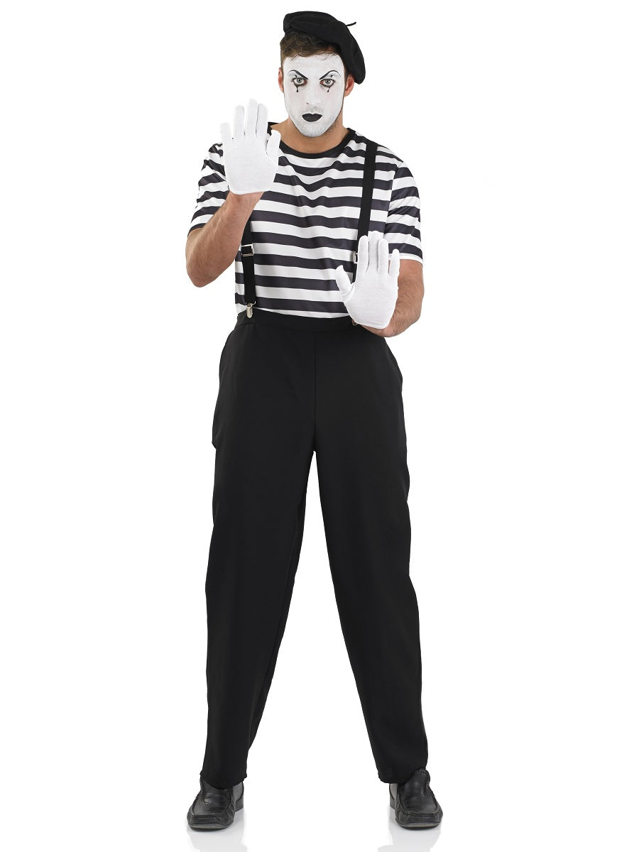 Men's Mime Artist Fancy Dress Costume