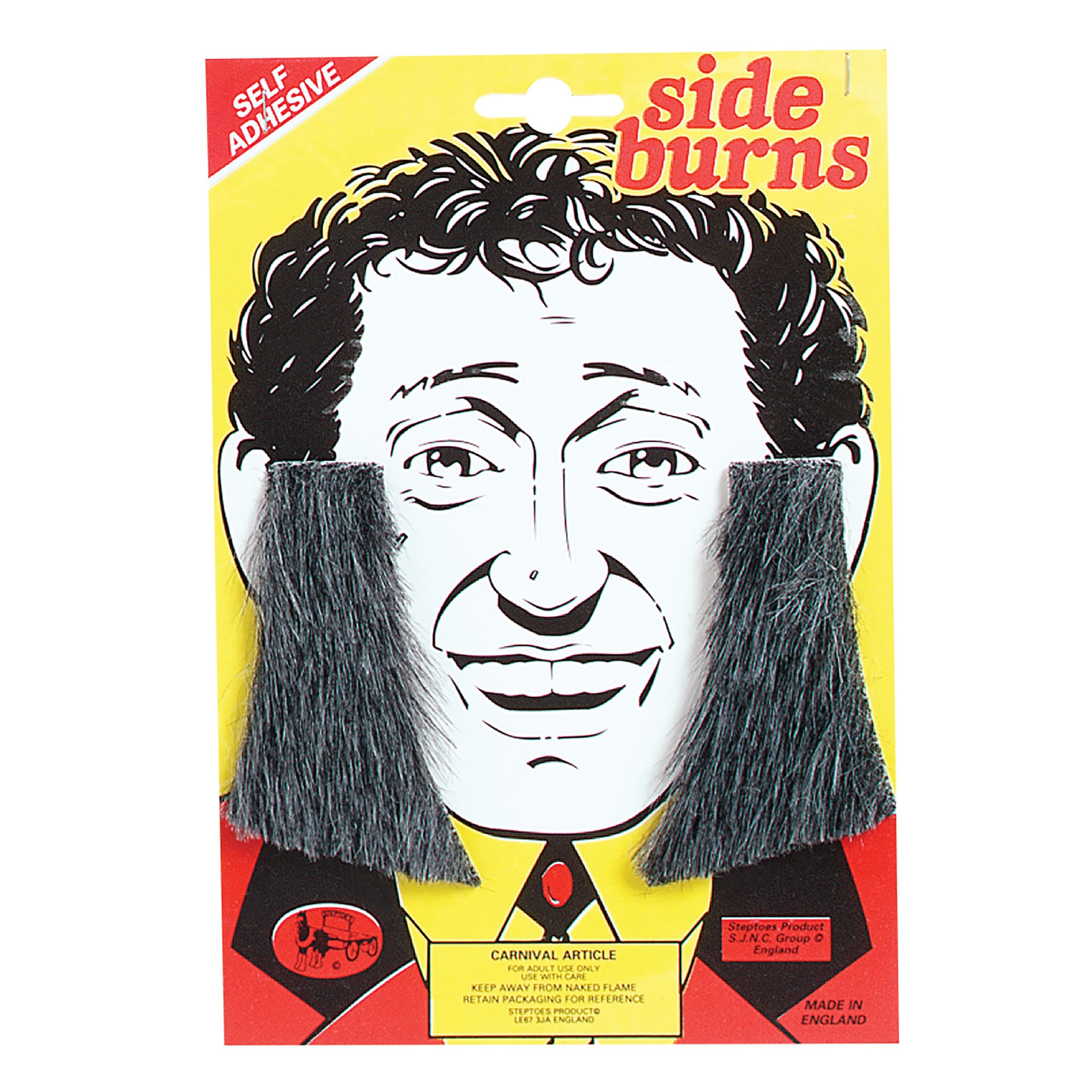 Grey Fake Sideburns Costume Accessory