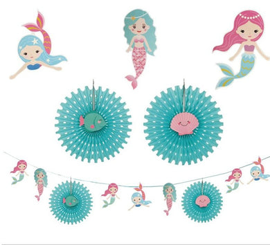 Mermaid Bunting Garland & Rosettes Decoration