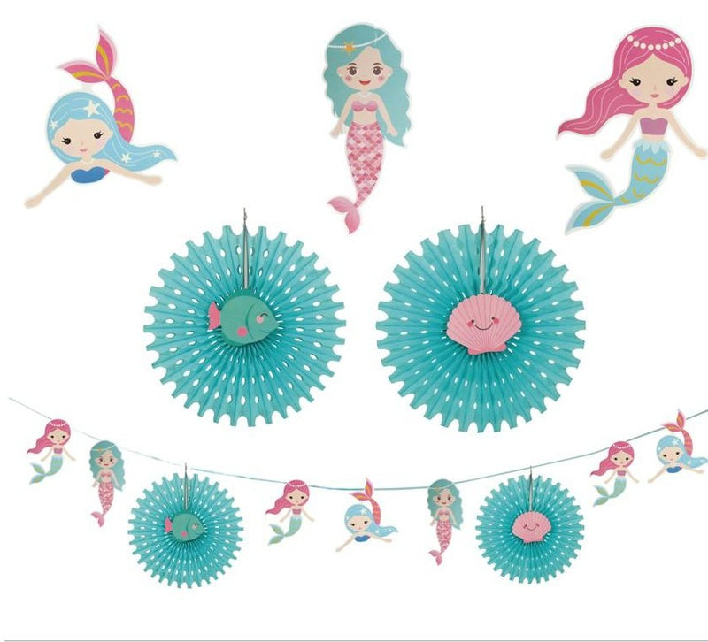 Mermaid Bunting Garland & Rosettes Decoration