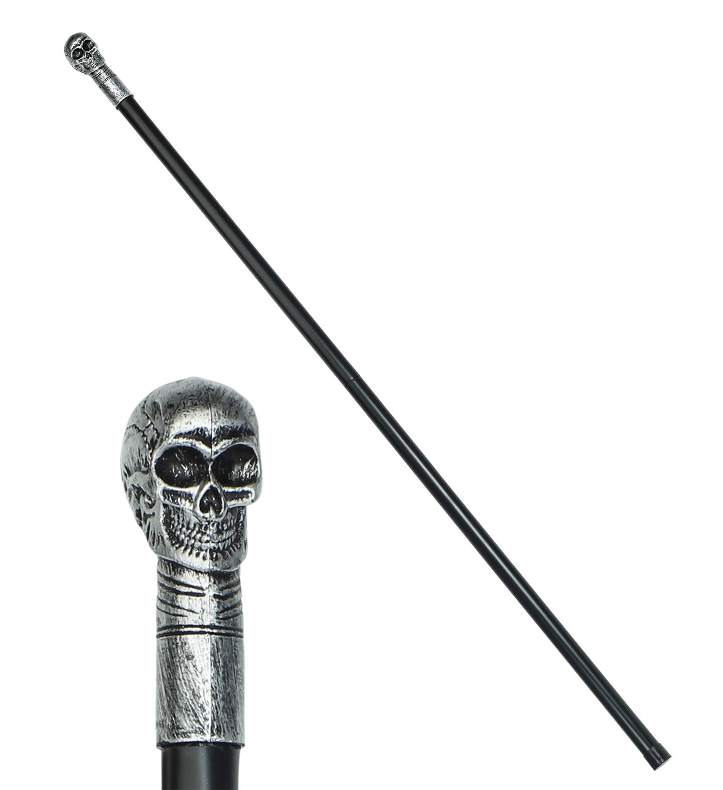 Split Cane Silver Skull Costume Accessory Prop